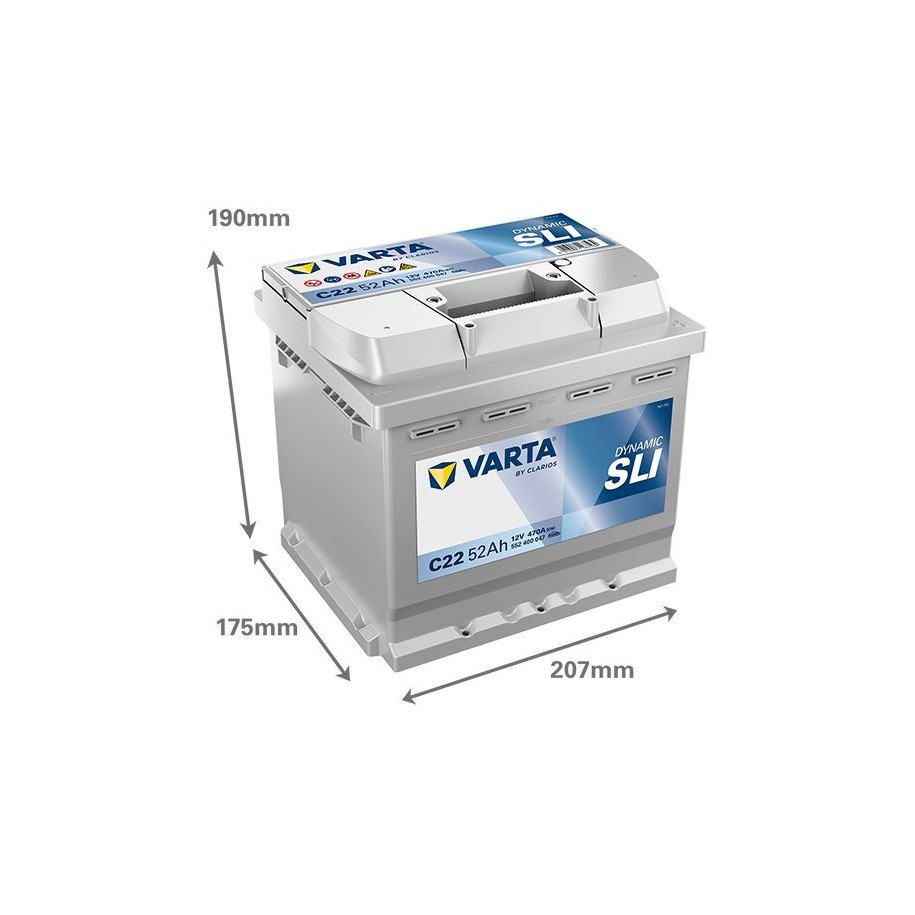 552400047K262 VARTA DYNAMIC SLI C22 Batterie 12V 52Ah 470A B13